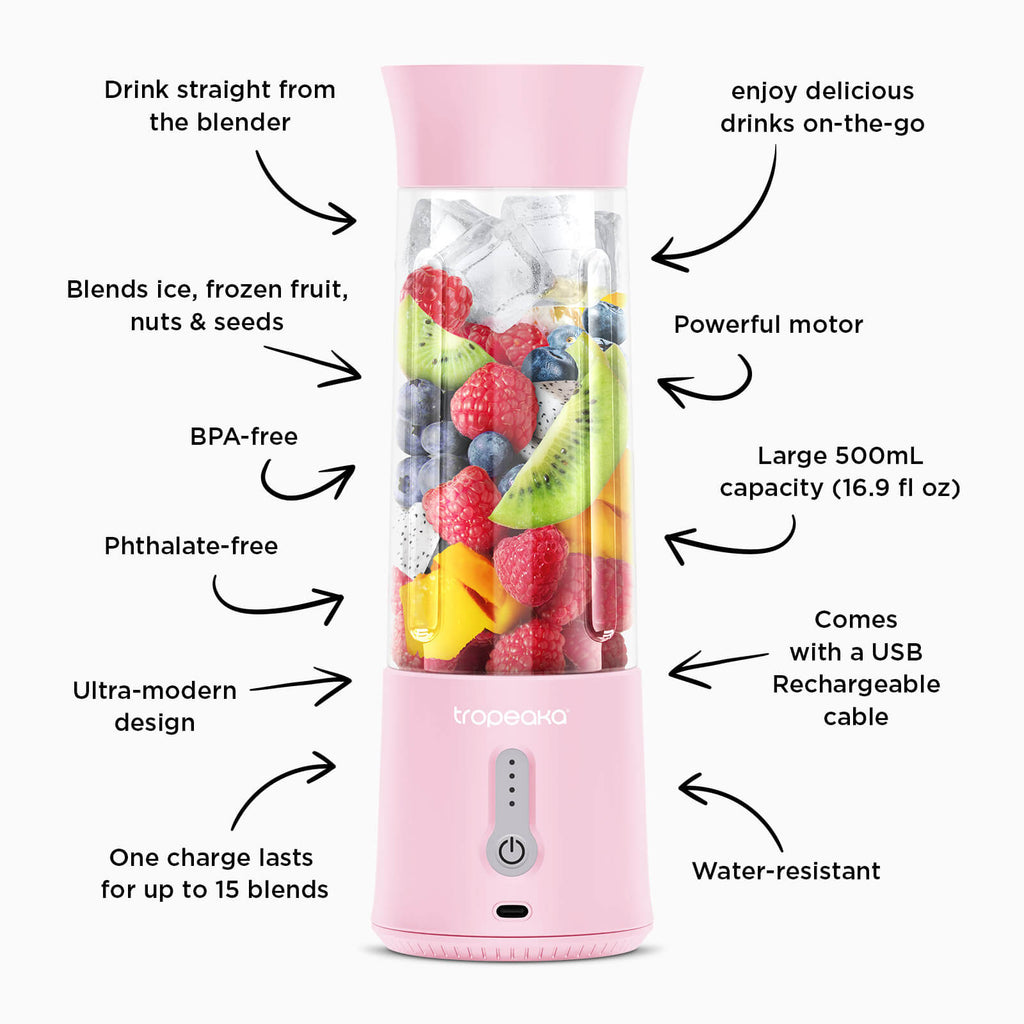 Portable Blender | Powerful, Large Capacity, BPA-Free, USB-C, Pink ...